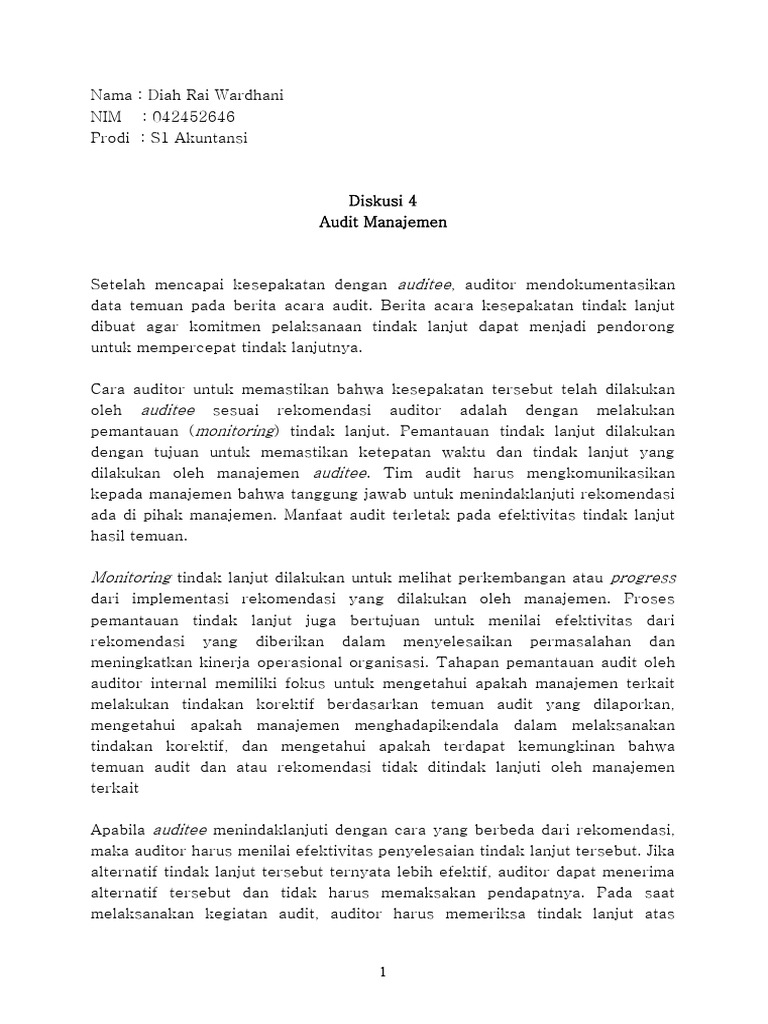 Diskusi 4-Audit Manajemen | PDF