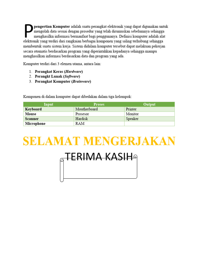 Selamat Mengerjakan: Terima Kasih | PDF