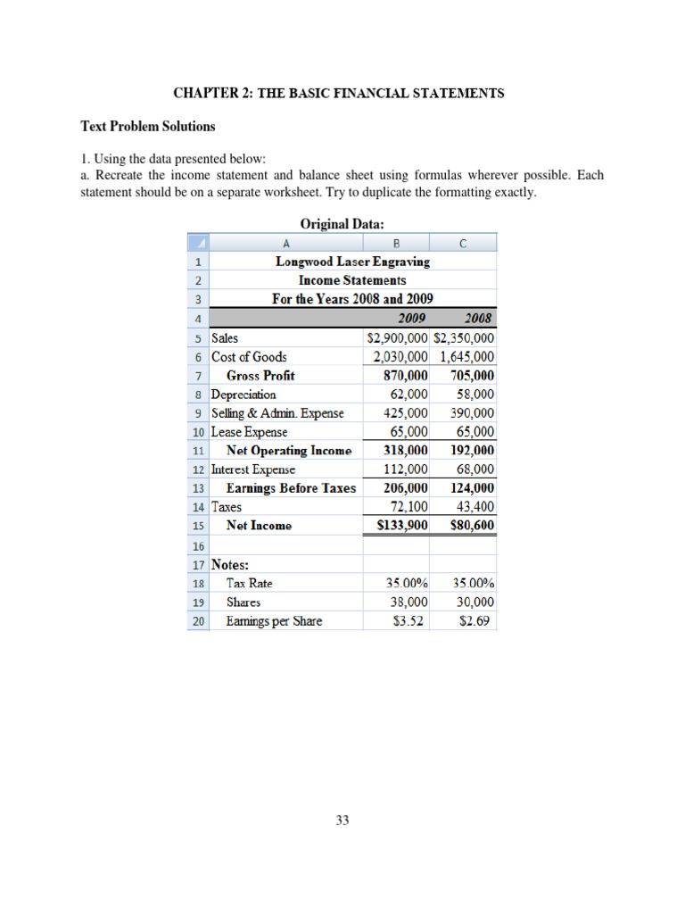 Chapter 2 Problem Solutions | PDF | Worksheet | Retained Earnings