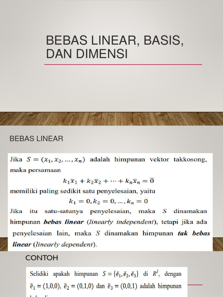 Bebas Linear, Basis, Dan Dimensi | PDF | Metode & Bahan Ajar