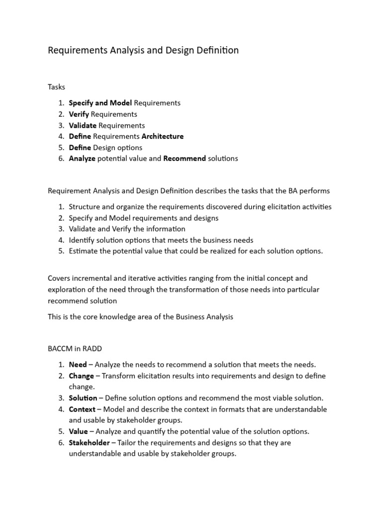 RADD - Requirement Analysis and Design Definition | PDF | Business ...