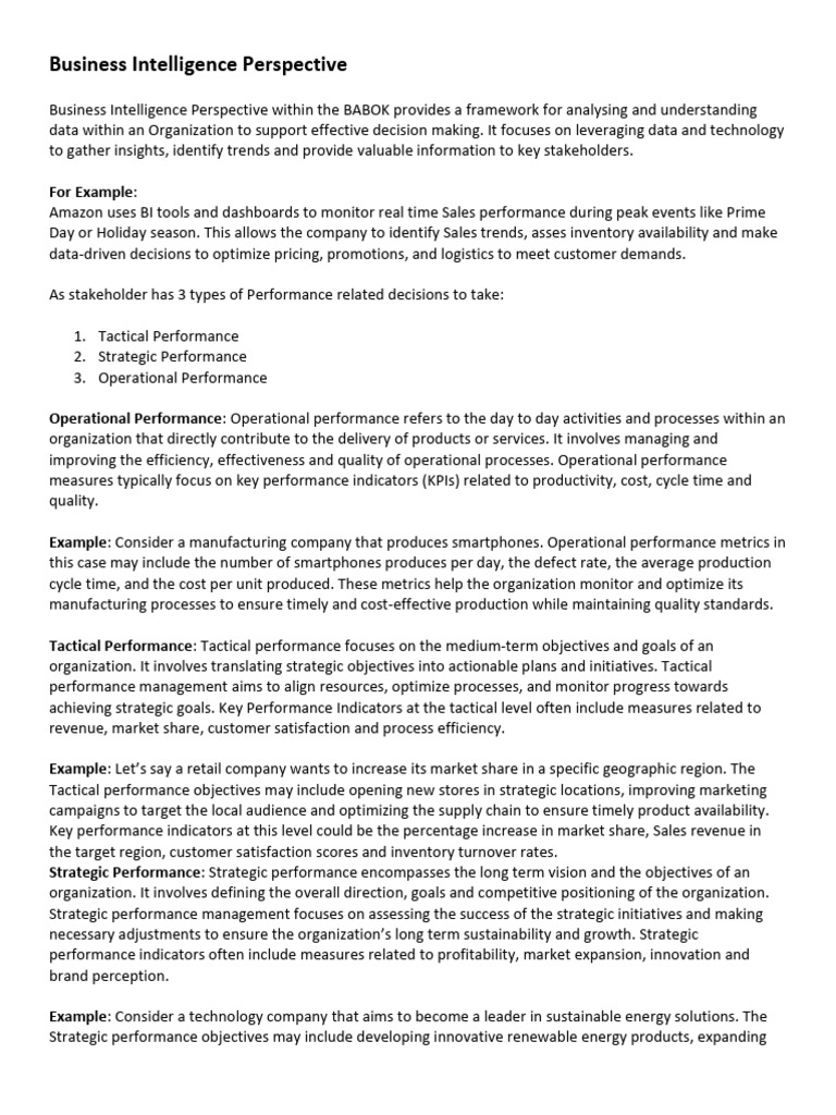 Business Intelligence Framework Overview | PDF | Career & Growth | Business