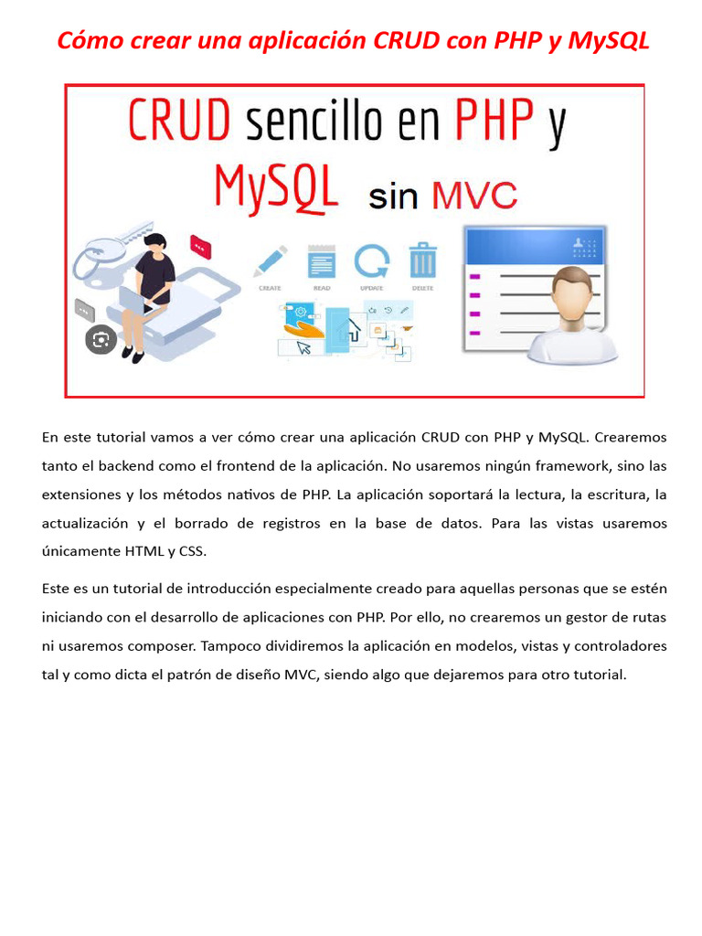 Cómo Crear Una Aplicación CRUD Con PHP y MySQL | PDF | Php | Mi sql
