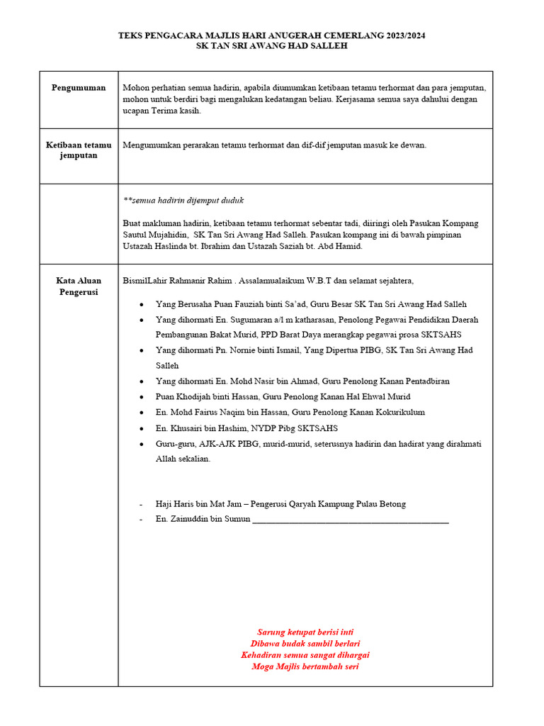 Teks Emcee Hac 2023 | PDF Teks Emcee Hac 2023 | PDF