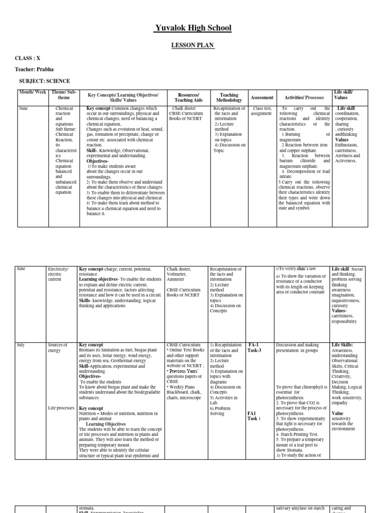 10th FULL Lessonplan | PDF