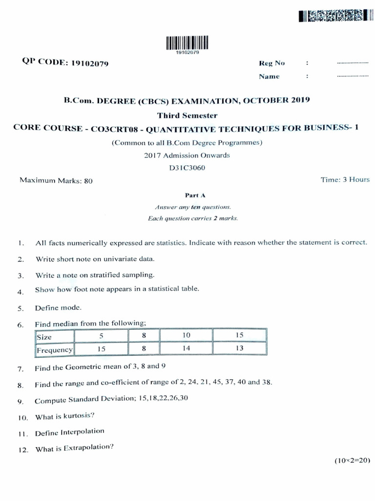 QT Sem3 - Question Papers | PDF