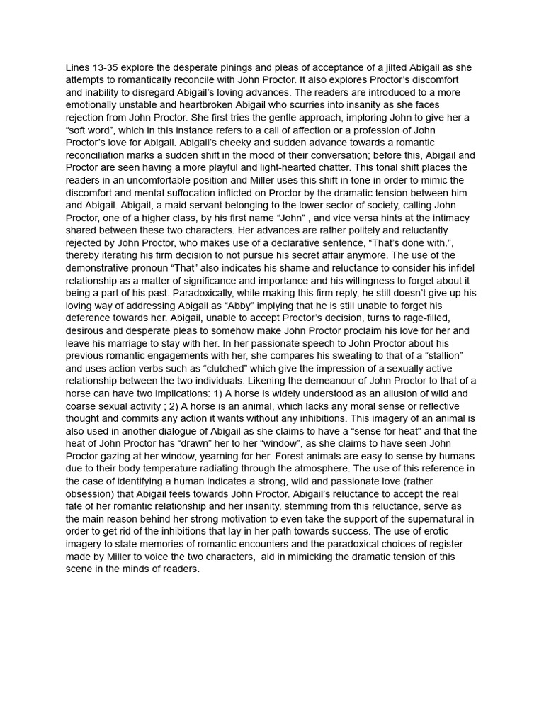 Abigail's Desperate Plea to Proctor | PDF