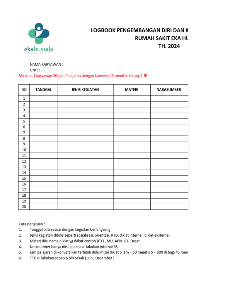 Logbook Ranap B | PDF