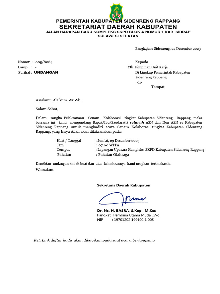 Undangan Senam Kolaborasi | PDF