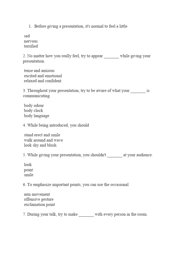 Body Language quiz | PDF