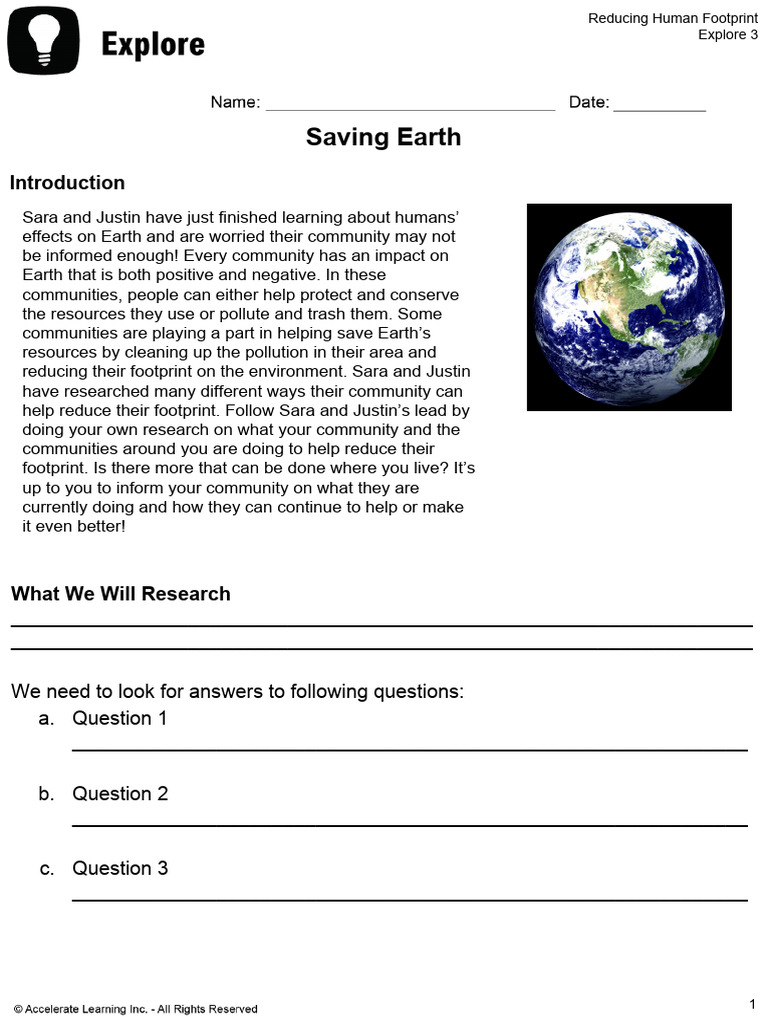 Saving Earth Project | PDF