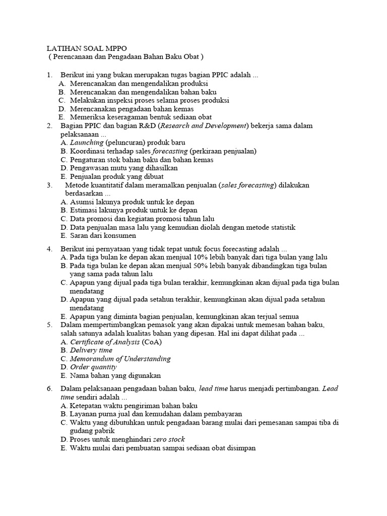 Latihan Soal Mppo | PDF