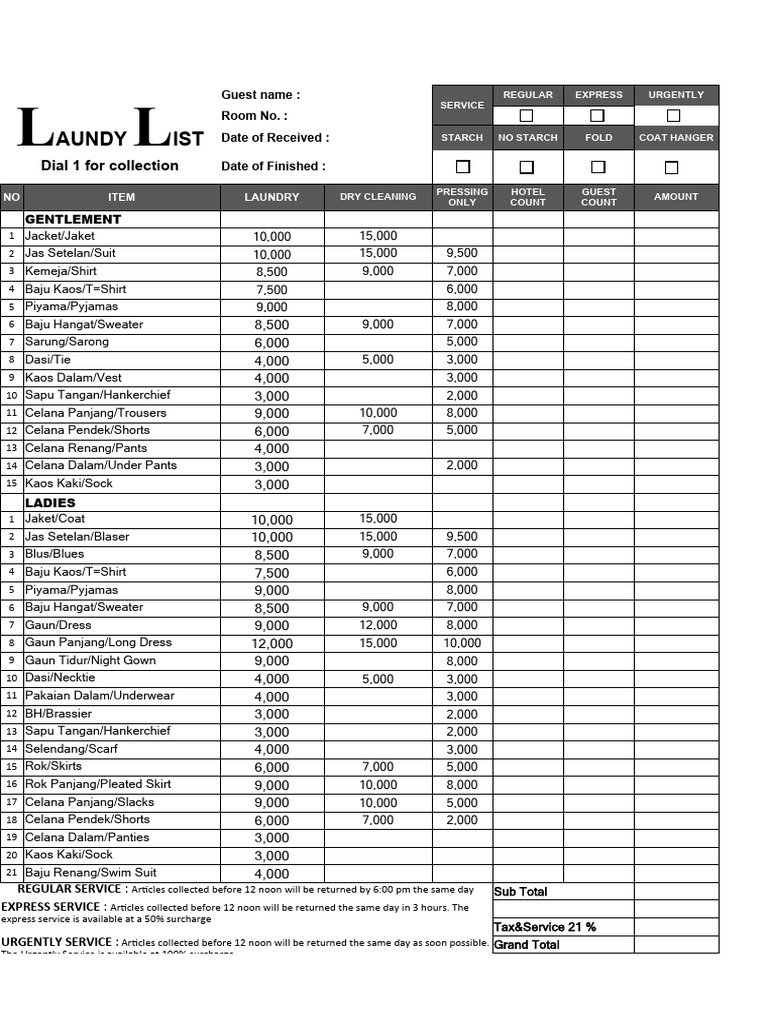 LAundry List | PDF