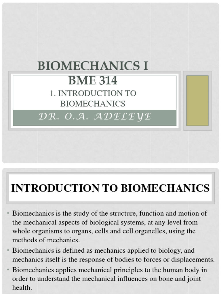 Note 1 - Introduction To Biomechanics I | PDF | Biomechanics | Newton's ...