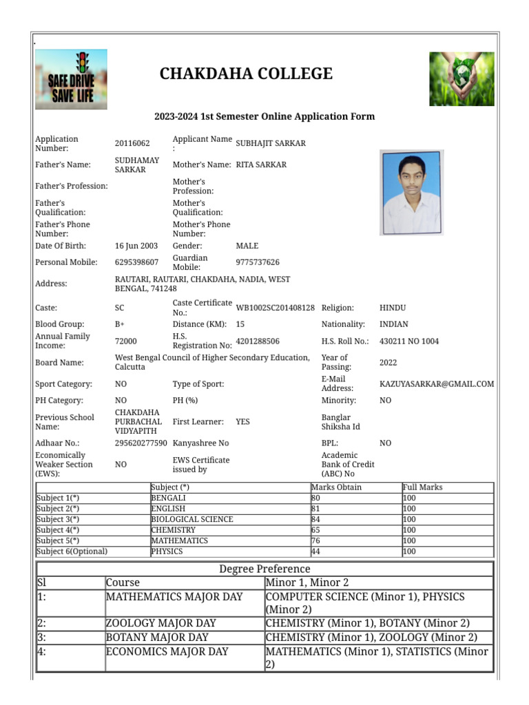 Chakdaha College | PDF