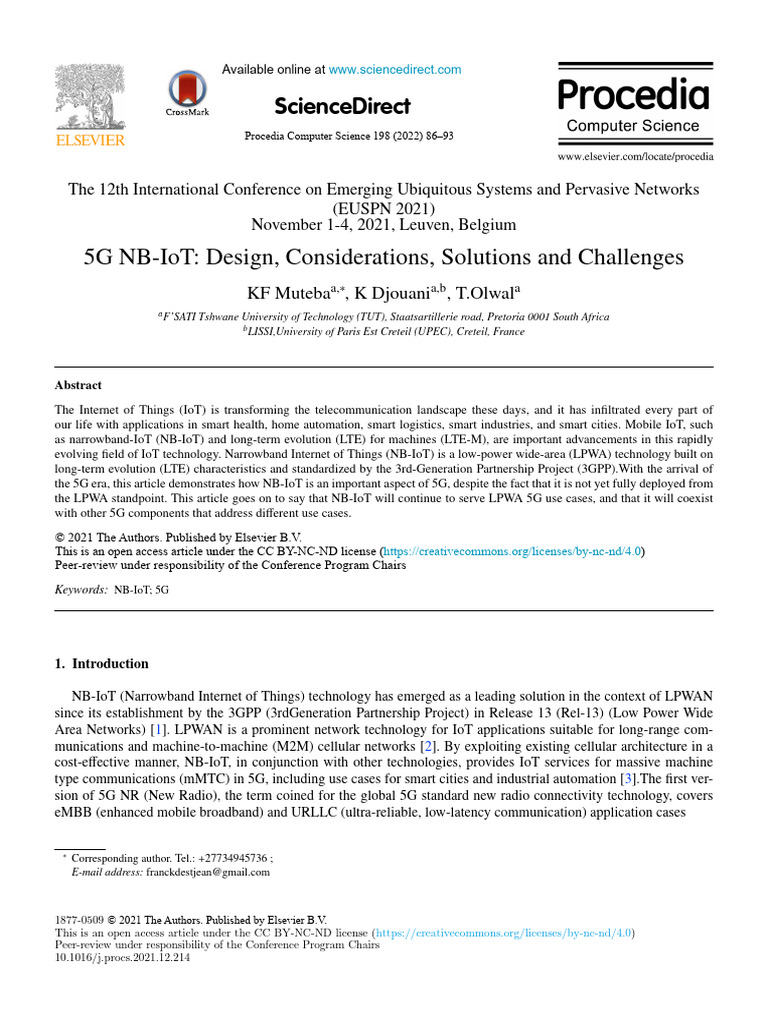 5G NB-IoT Design, Considerations, Solutions and Challenges | PDF ... 5G NB-IoT Design, Considerations, Solutions and Challenges | PDF ...