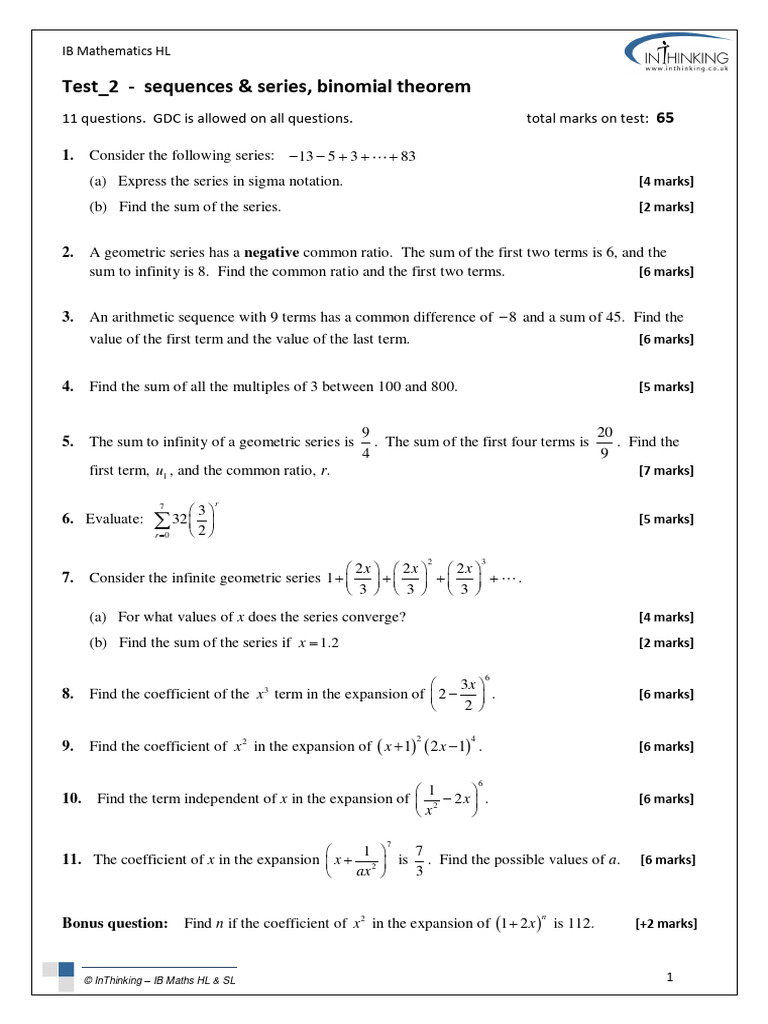 Inthinkingselfpracticetestsequenceseriesandbinomialexpansion 3983