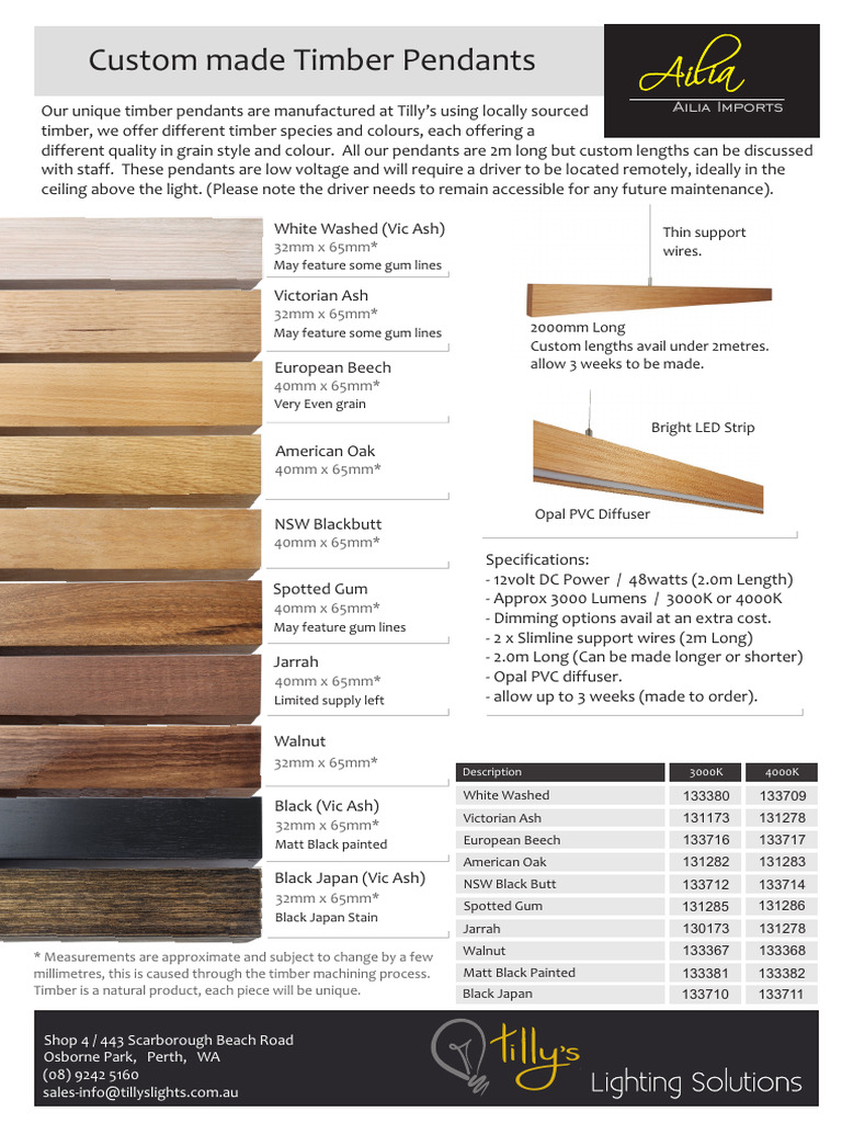 Timber Pendants Spec Sheet v2 | PDF | Building Engineering | Components
