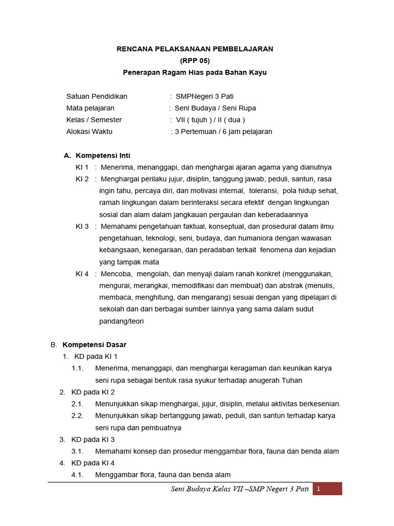RPP Seni Rupa Vii-2 Kayu | PDF