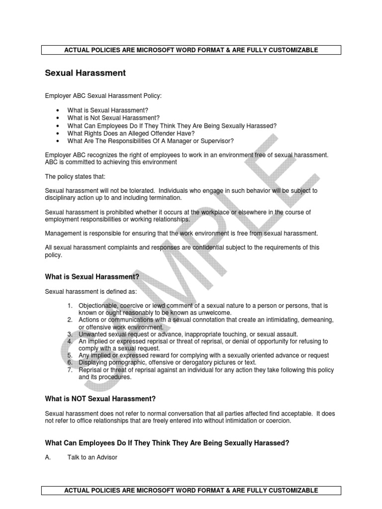 Sexual Harassment Policies | PDF | Sexual Harassment | Harassment