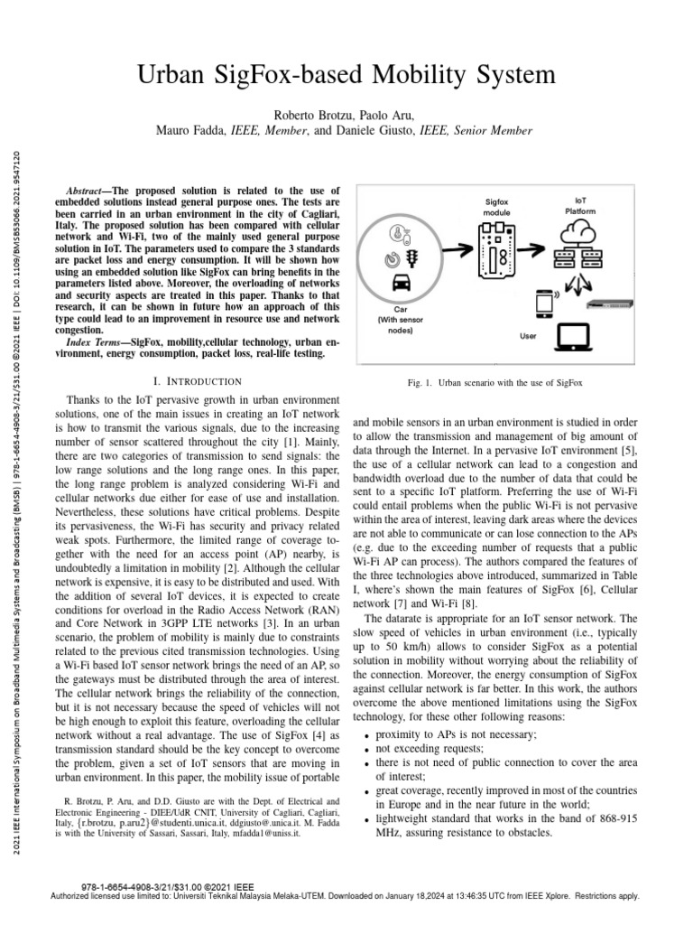 Urban SigFox-based Mobility System | PDF | Internet Of Things ...