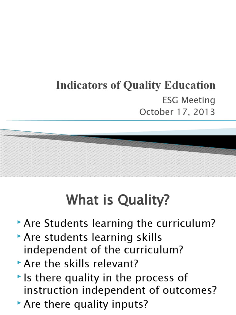 Indicators Of Quality Education Metrics Pdf Career Growth