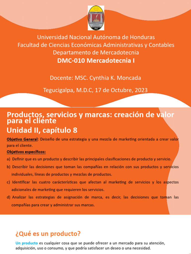 DMC-10 Mercadotecnia I - Capitulo 8 - 17 de Octubre 2023 | PDF | Producto (Negocio) | Marca