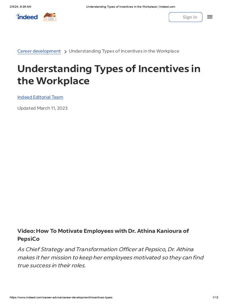 Types of Incentives in The Workplace | PDF