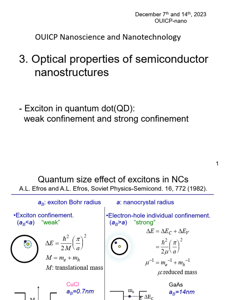 Optical Properties of Semicond Nano (2023) | PDF | Theoretical Physics ...