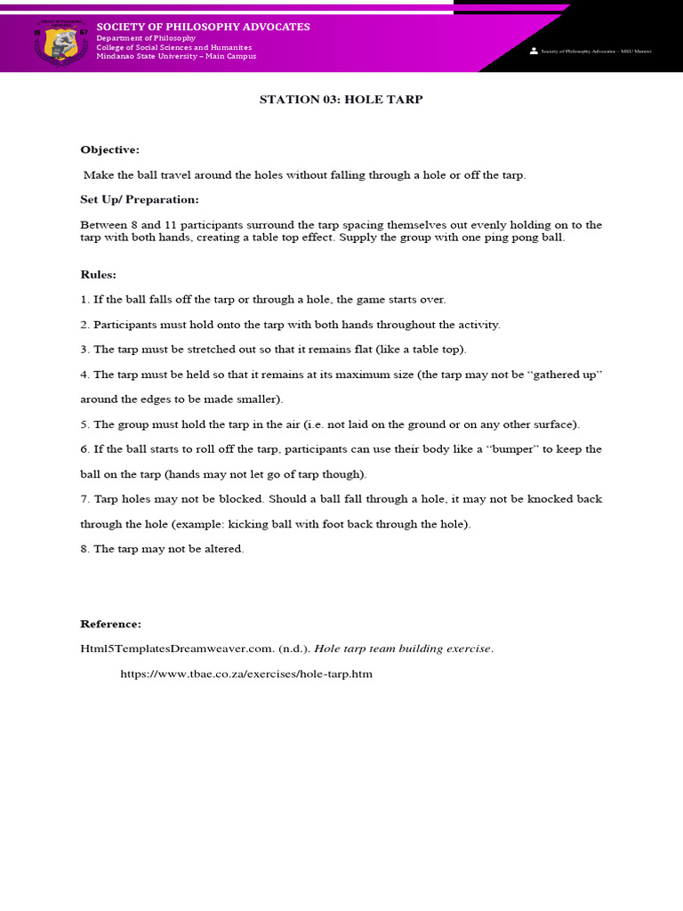 Hole Tarp Team Building Game | PDF