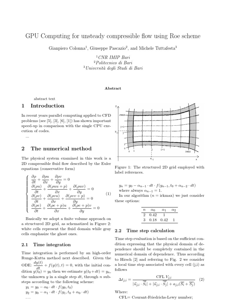 GPU Computing For Unsteady Compressible Flow Using Roe Scheme | PDF | Graphics Processing Unit ...