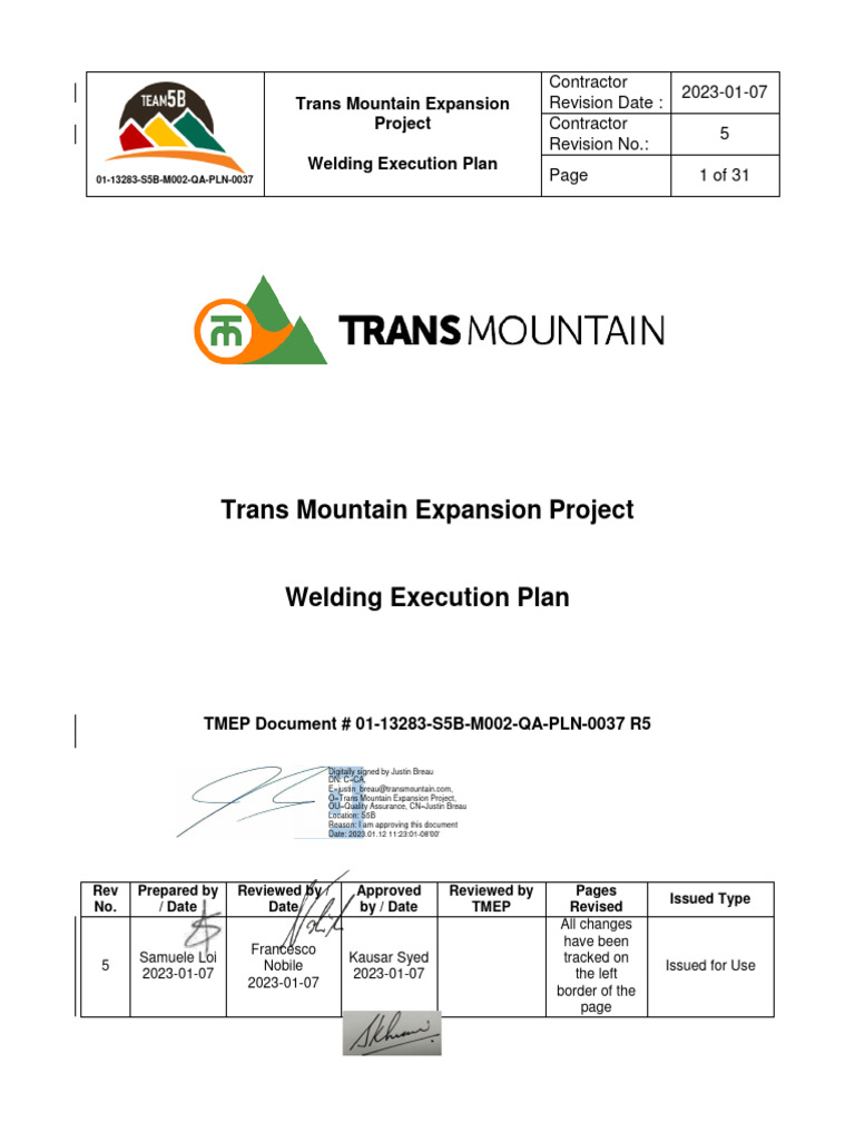 Method Statement For Mainline Welding | Download Free PDF | Welding ...