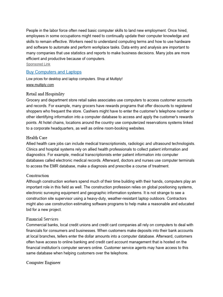 Essential Computer Skills for Jobs | PDF