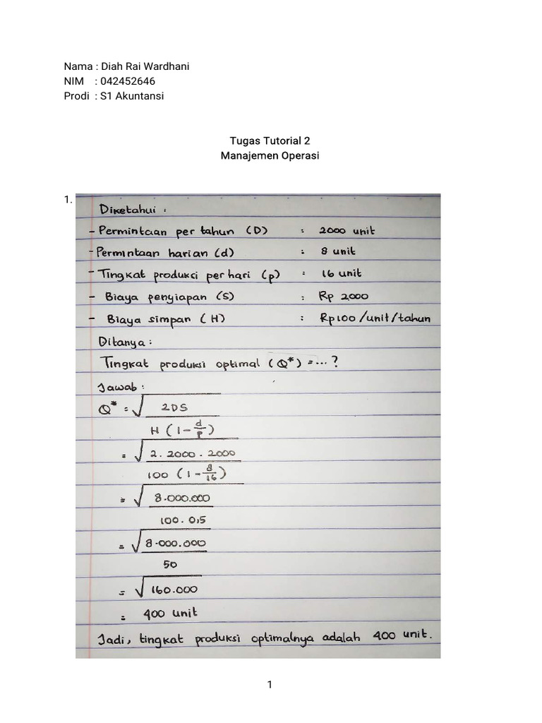 Tugas 2-Manajemen Operasi | PDF
