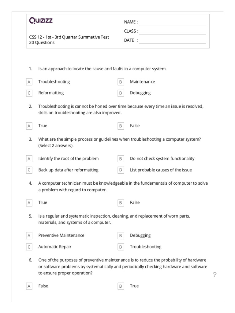 CSS 12 - 1st - 3rd Quarter Summative Test | PDF | Backup | Computer ...