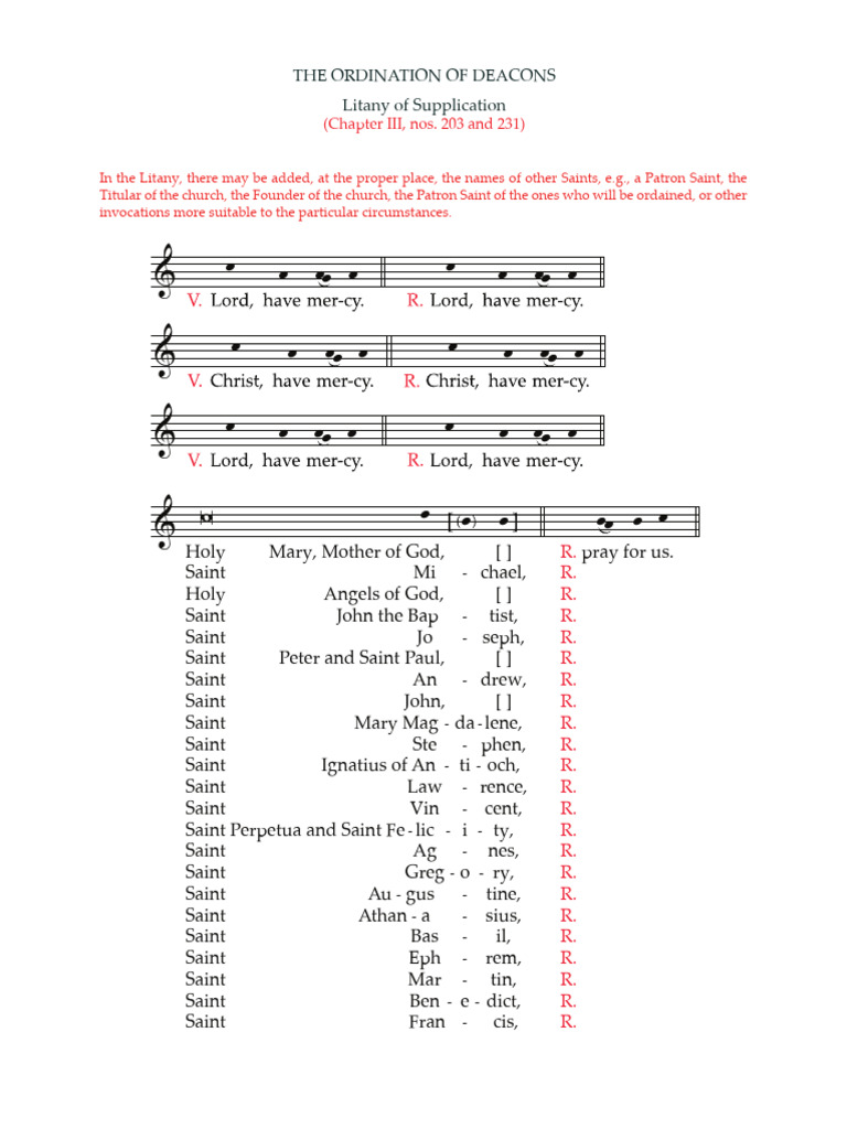 Litany of The Saints - CHANT - 2018 ICEL | PDF
