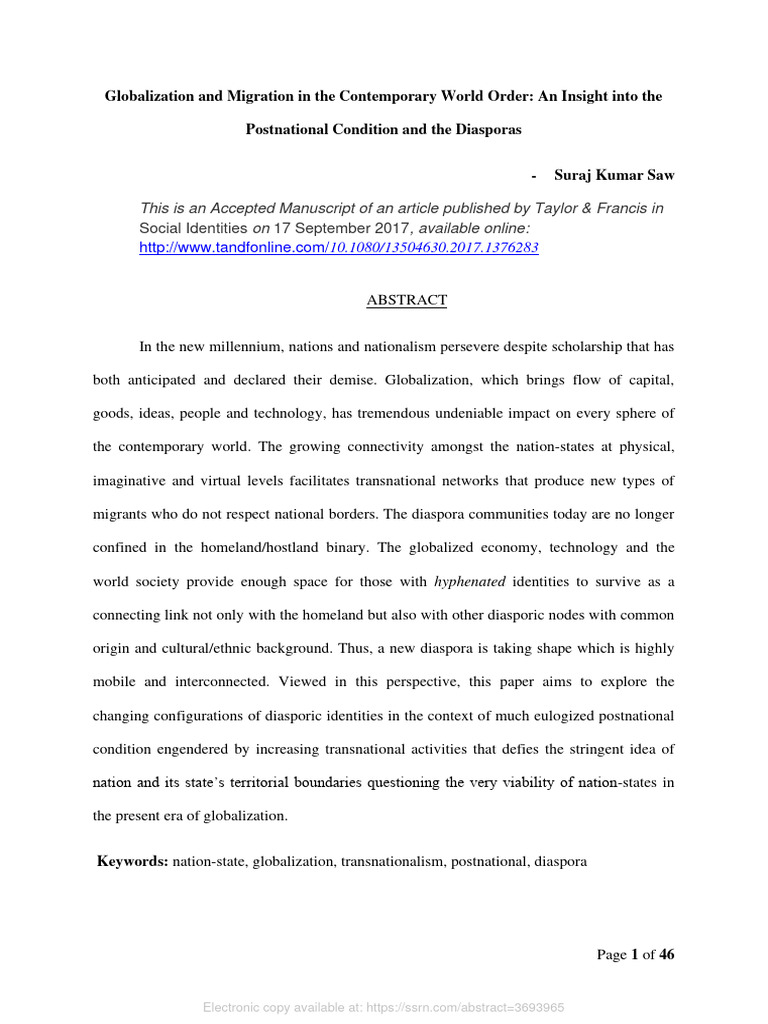 20 Globalization and Migration in The Contemporary World | PDF ...