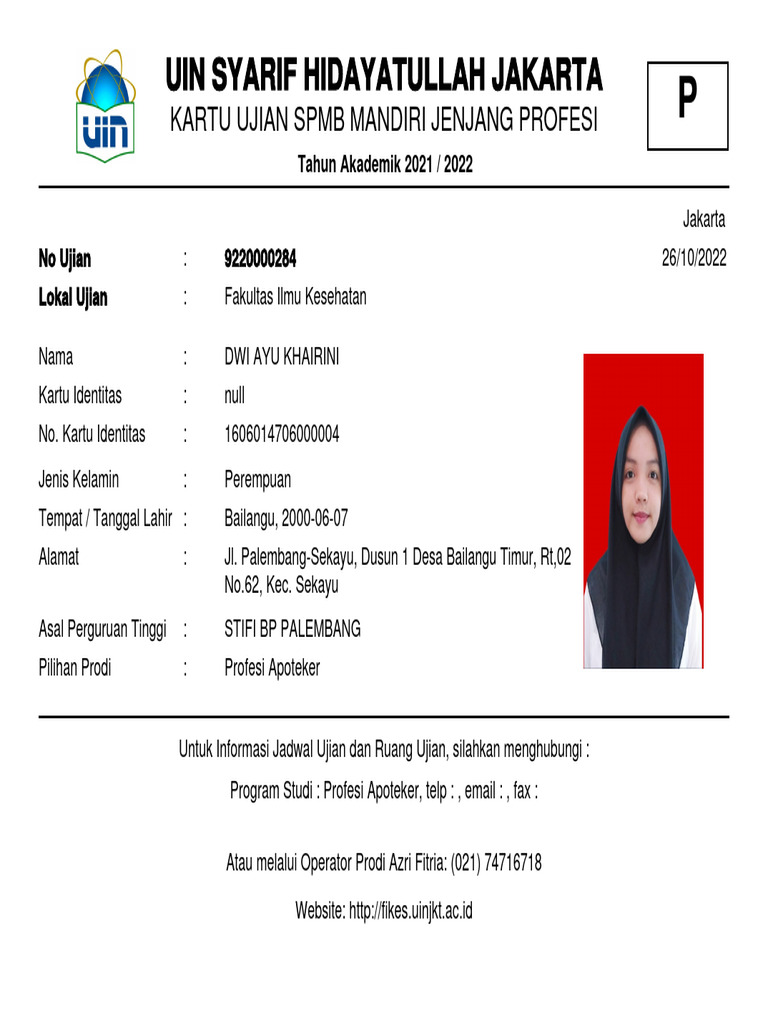 Kartu Ujian | PDF