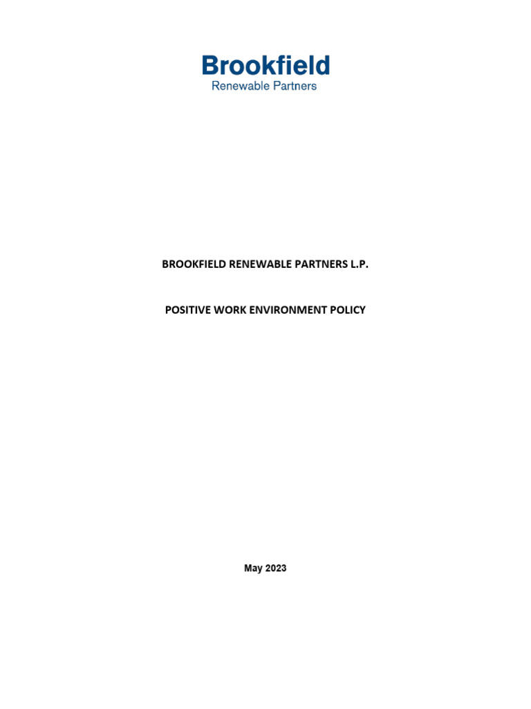 Brookfield Renewable Positive Work Policy | PDF
