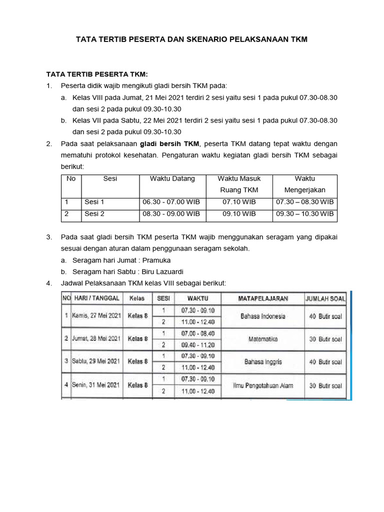 Tata Tertib Dan Skenario TKM | PDF | Sains & Matematika