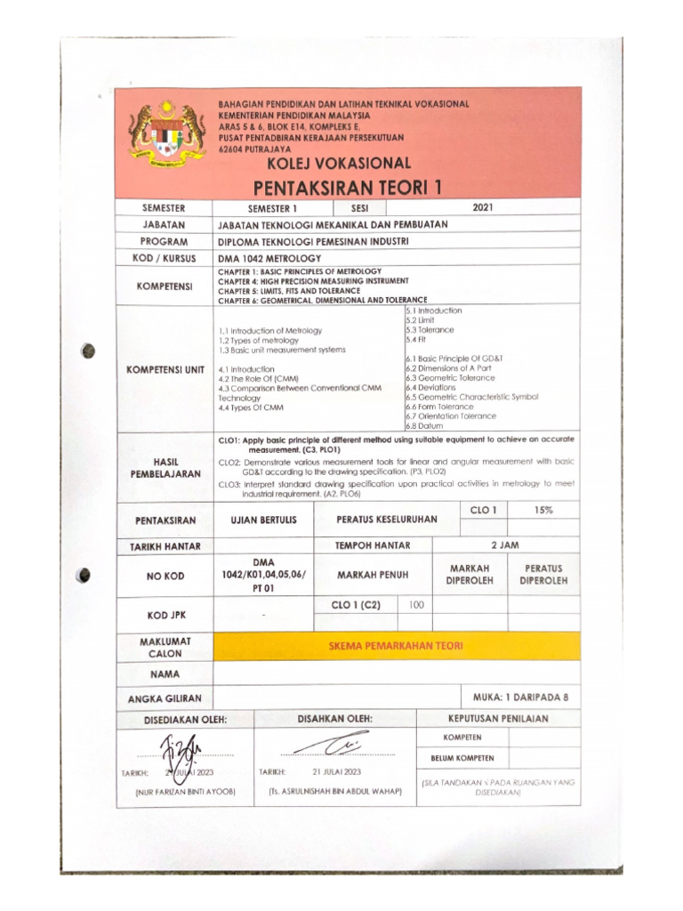 PB1 DMA 1042 (Skema) (Teori) | PDF