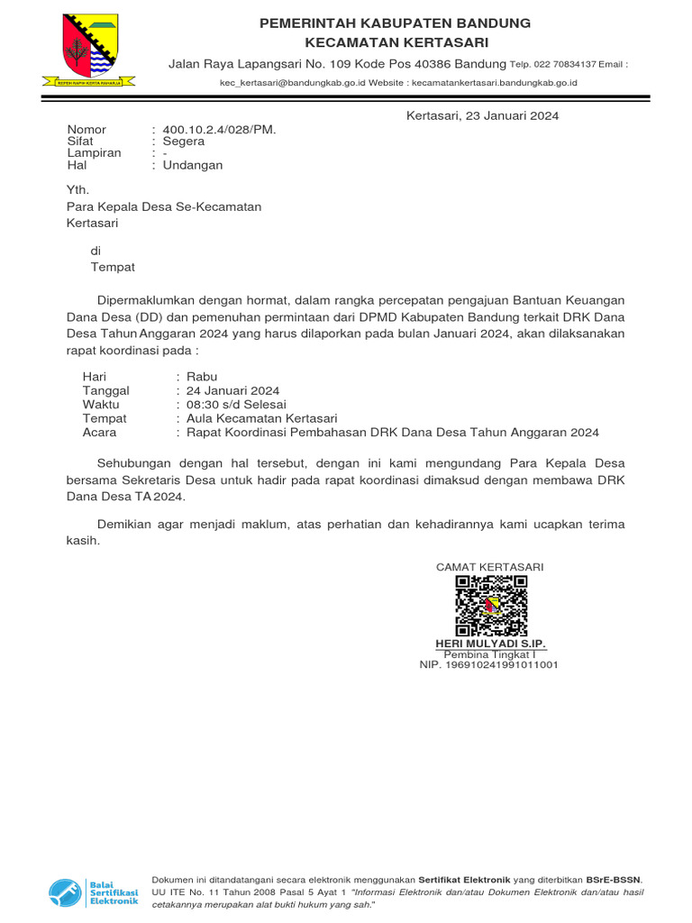 Undangan Rakor DRK DD | PDF