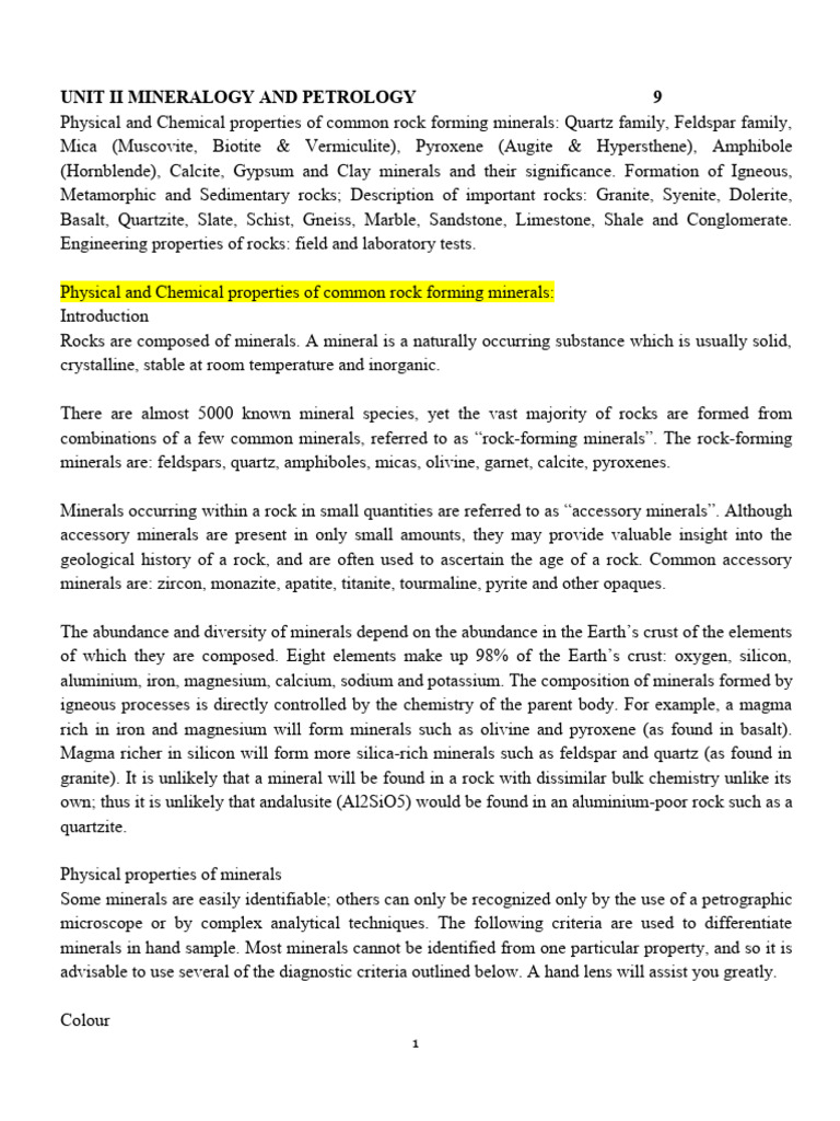 Minerology | PDF | Minerals | Rock (Geology)