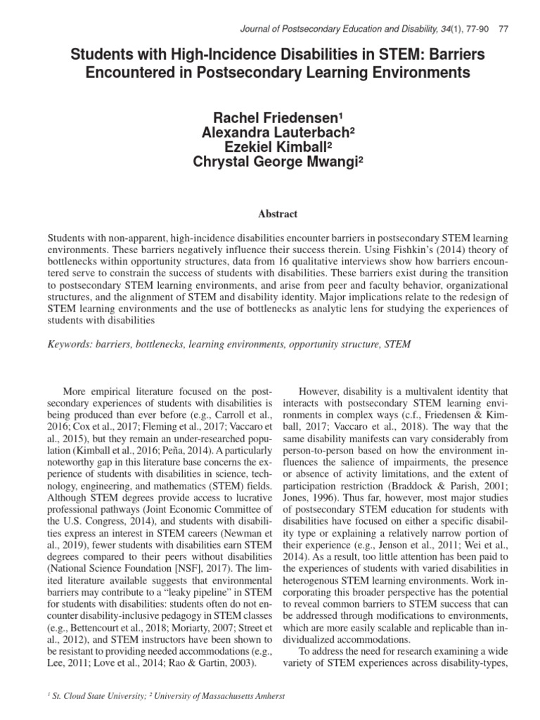 Exm - Students With High-Incidence Disabilities in STEM | PDF ...