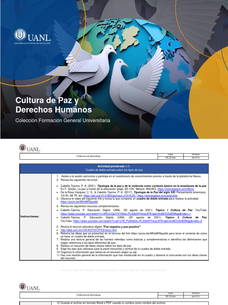 GI_Act 1.1 Cuadro de doble entrada sobre los tipos de paz | PDF | Paz