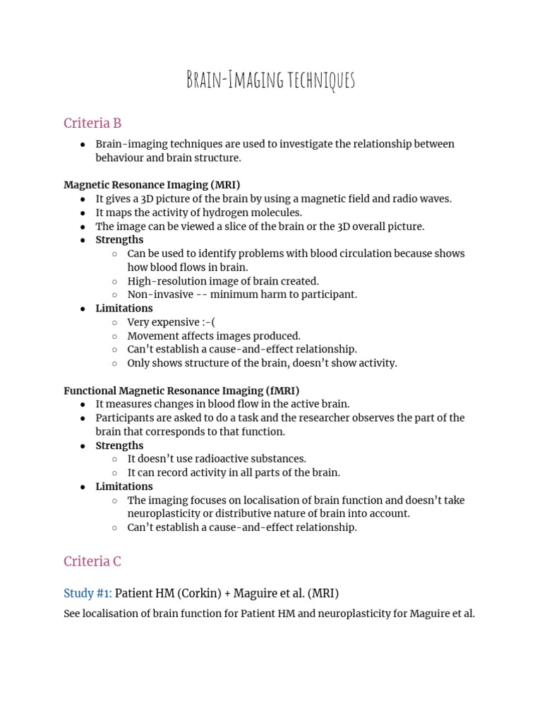 Brain Imaging Techniques | PDF