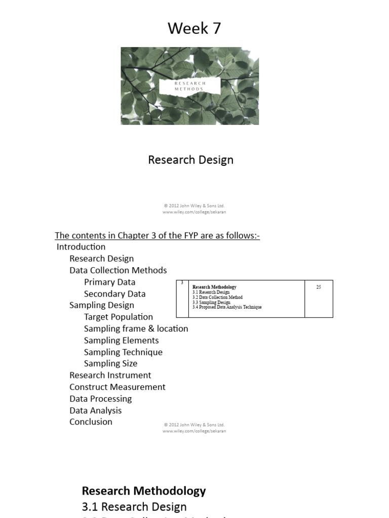 W7.Research Design | PDF | Methodology | Survey Methodology