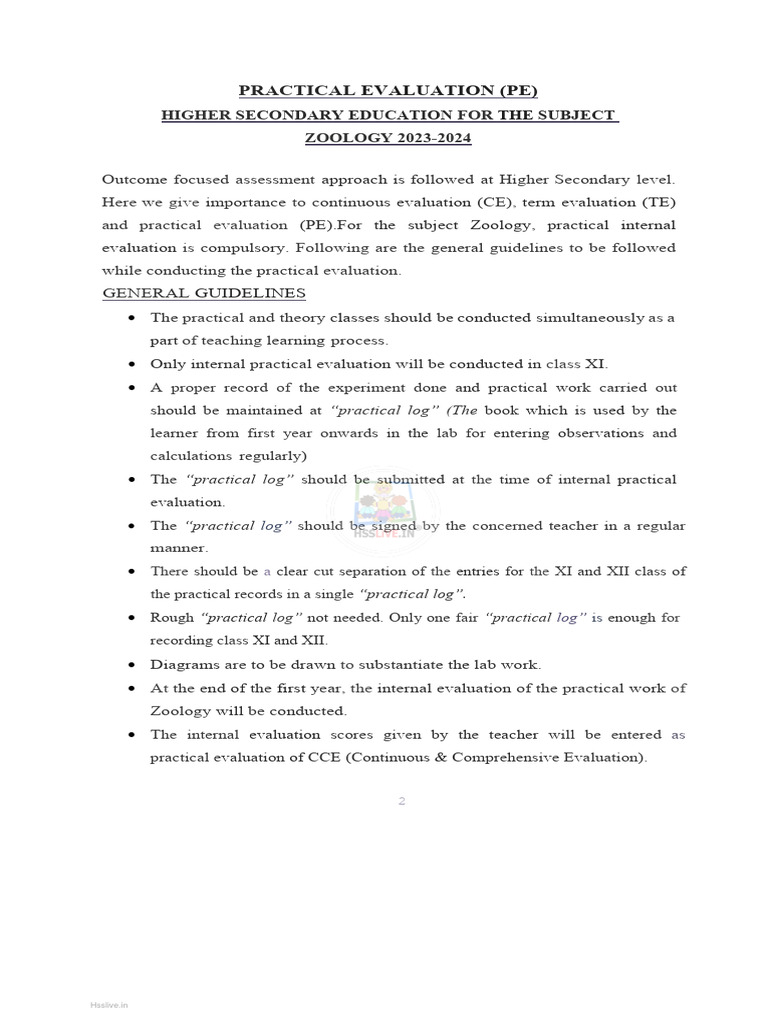Zoology LAB Scheme of Work 2023 Hsslive HSS | PDF | Evaluation | Teachers