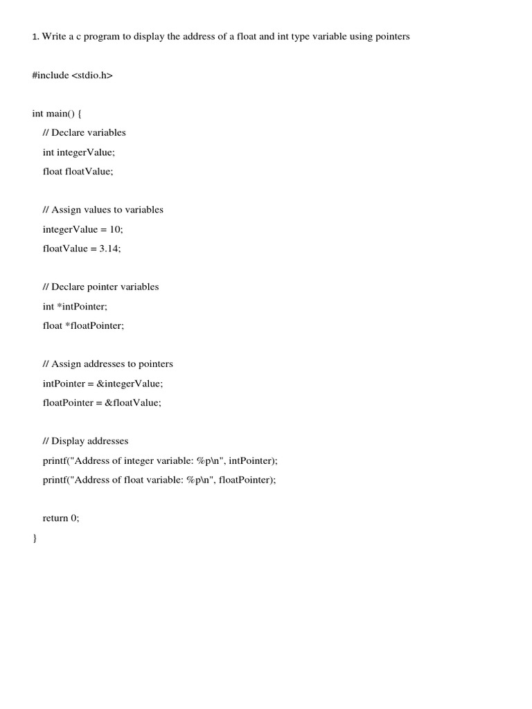Pointer Based Programs in C | Download Free PDF | Pointer (Computer ... Pointer Based Programs in C | Download Free PDF | Pointer (Computer ...