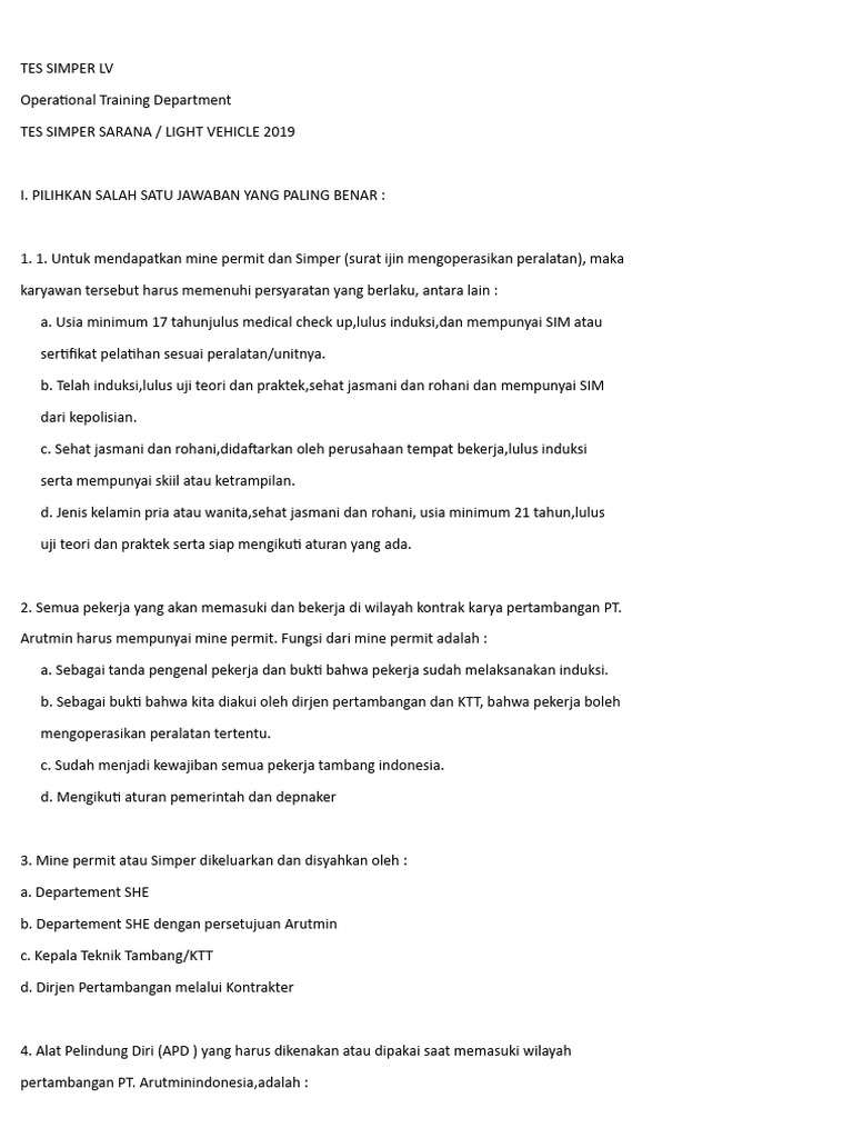 Tes Simper LV | PDF | Teknologi & Rekayasa